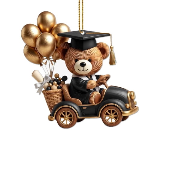 2D Flat Acrylic Graduation Bear Car Hanging Ornament, Class of 2026 ...