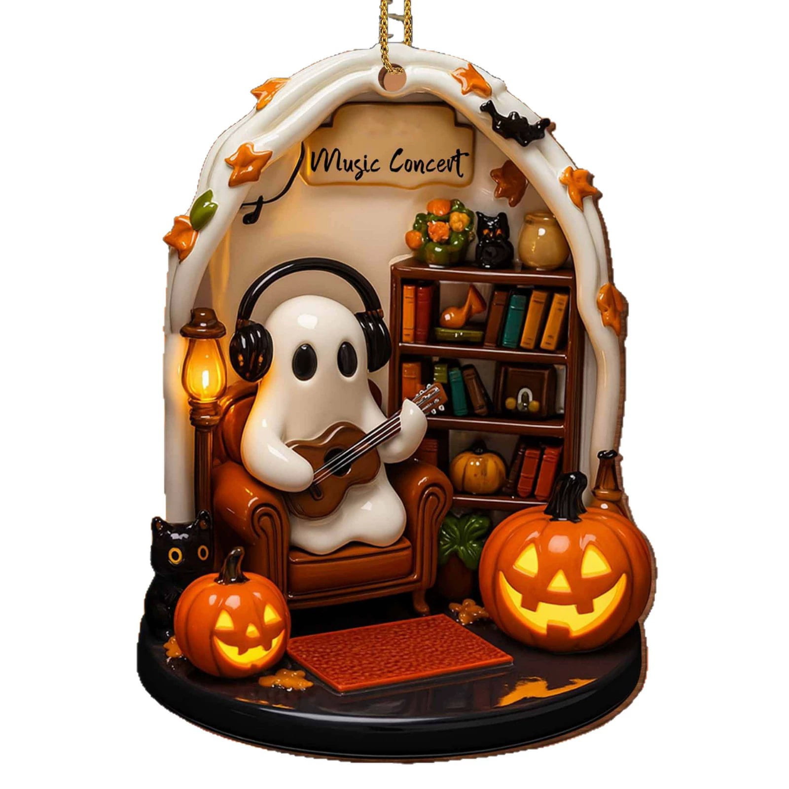 2D Flat Acrylic Hanging Decoration With Ghost Reading Guitar, Magic ...