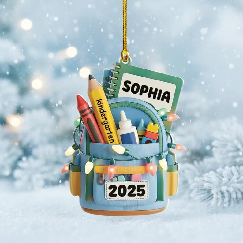 2D Flat Acrylic Ornament, School Backpack Ornament 2025 – Kindergarten ...