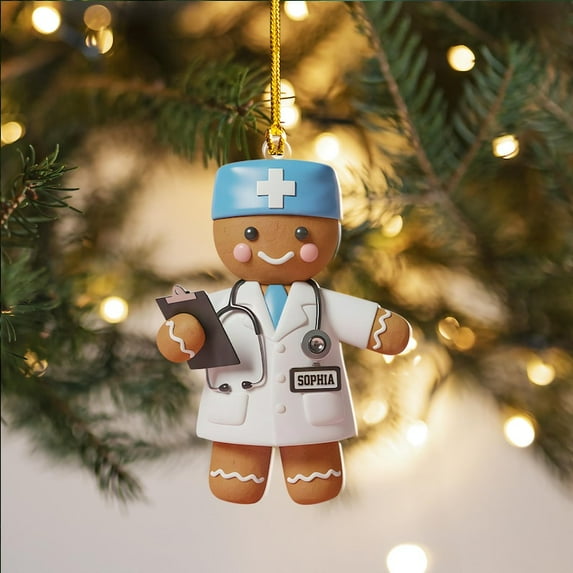 2D Flat Acrylic Ornaments, Gingerbread Doctor Ornament, Doctor Ornament ...