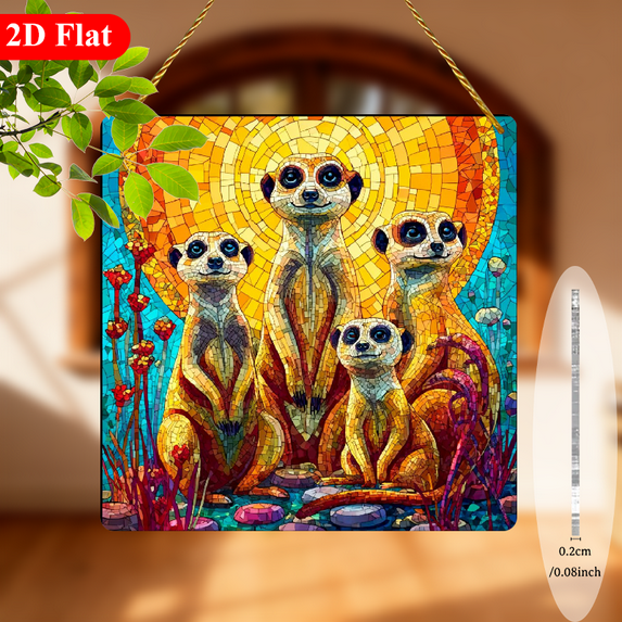 2D Flat, Adorable Meerkat Suncatcher - African-Themed Acrylic Window ...