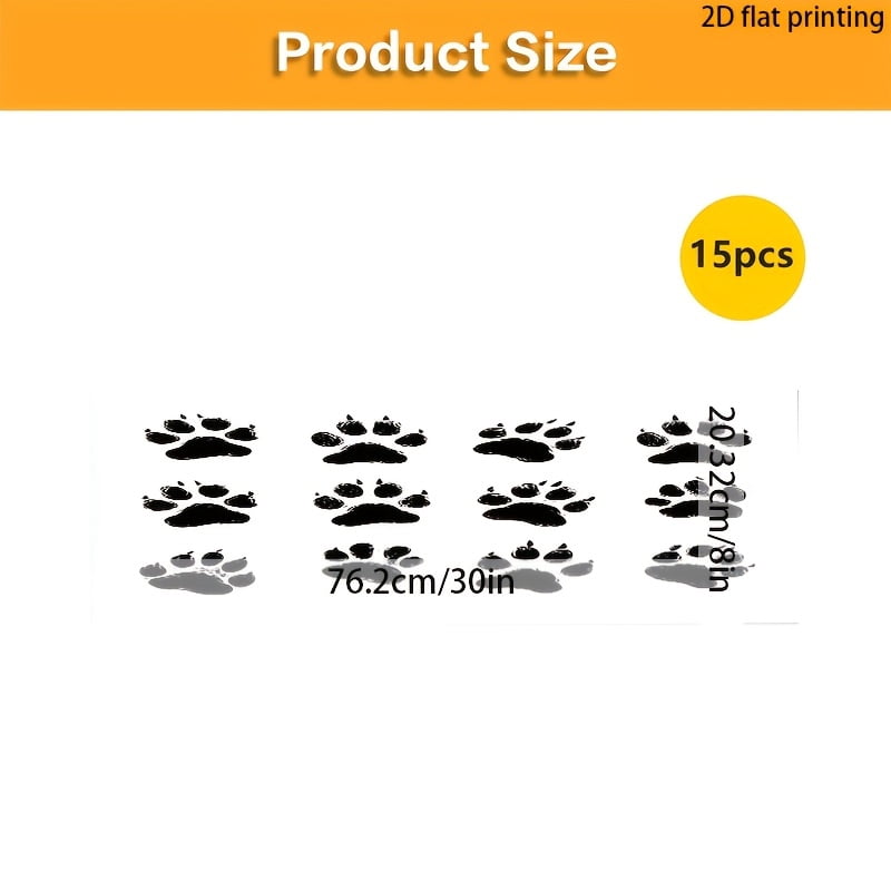2D Flat Black Animal Paw Print Pattern Stair Treads, Machine Washable ...