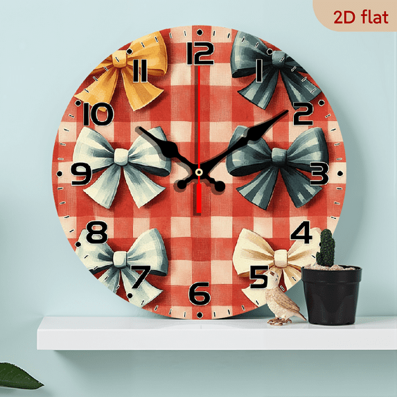 2D Flat, Black bow Backdrop Clock - 10-Inch Wood Veneer Europe and ...