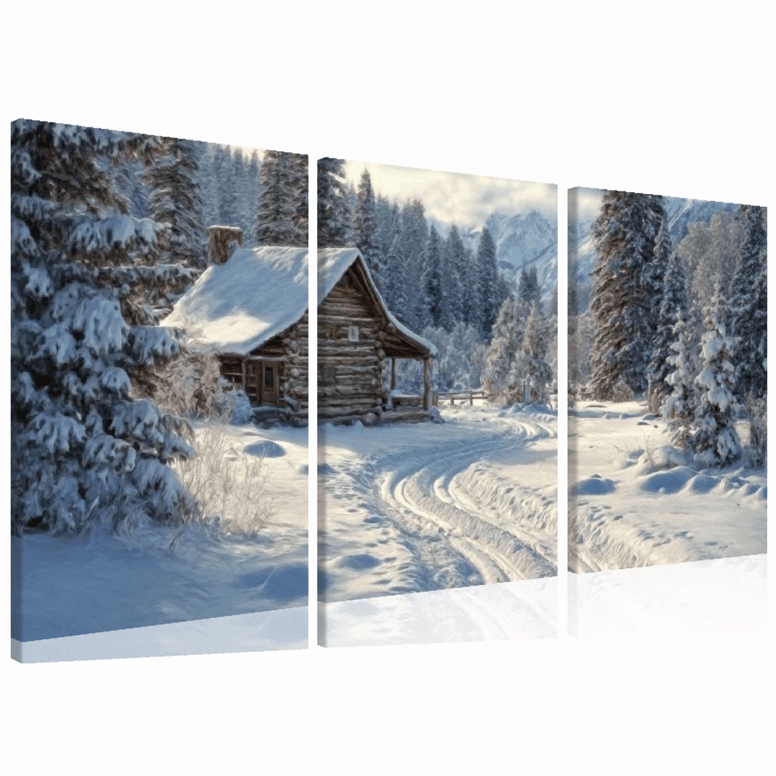 2D Flat, Bohemian Nordic style Art, A log cabin in the woods, Wooden ...