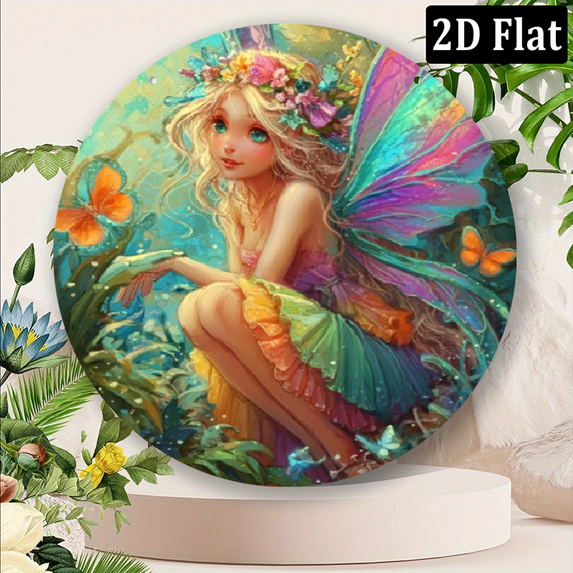 2D Flat, Charming Fairy Theme Round Decorative Sign - High-Resolution ...