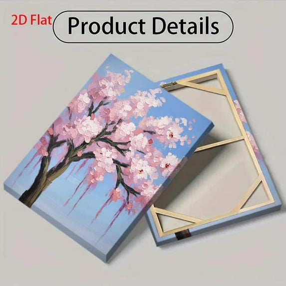 2D Flat Cherry Blossom Tree Wall Art - Pink & White Spring Floral ...