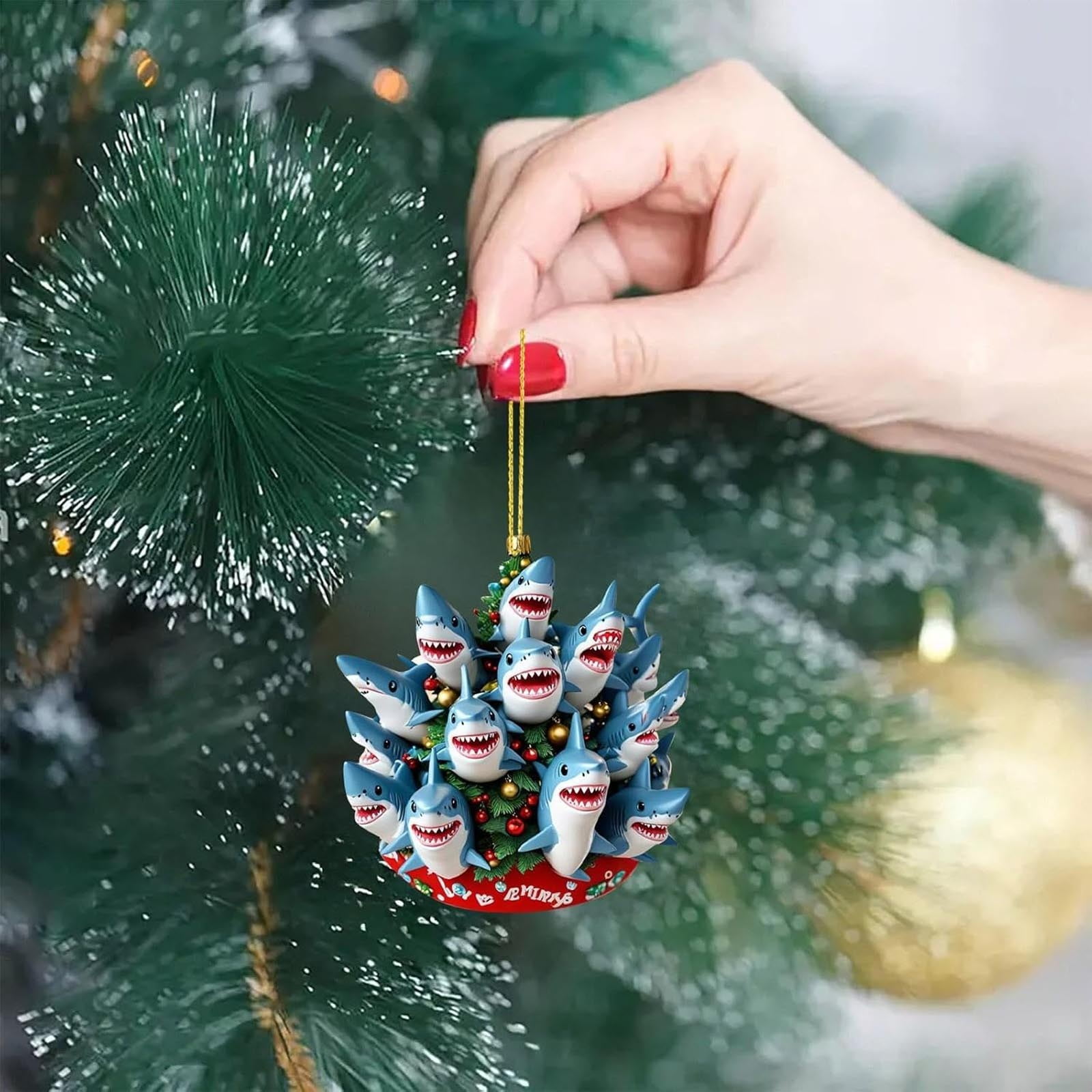 2D Flat Christmas Tree Stack Acrylic Ornament - Tree Shaped Shark Stack ...