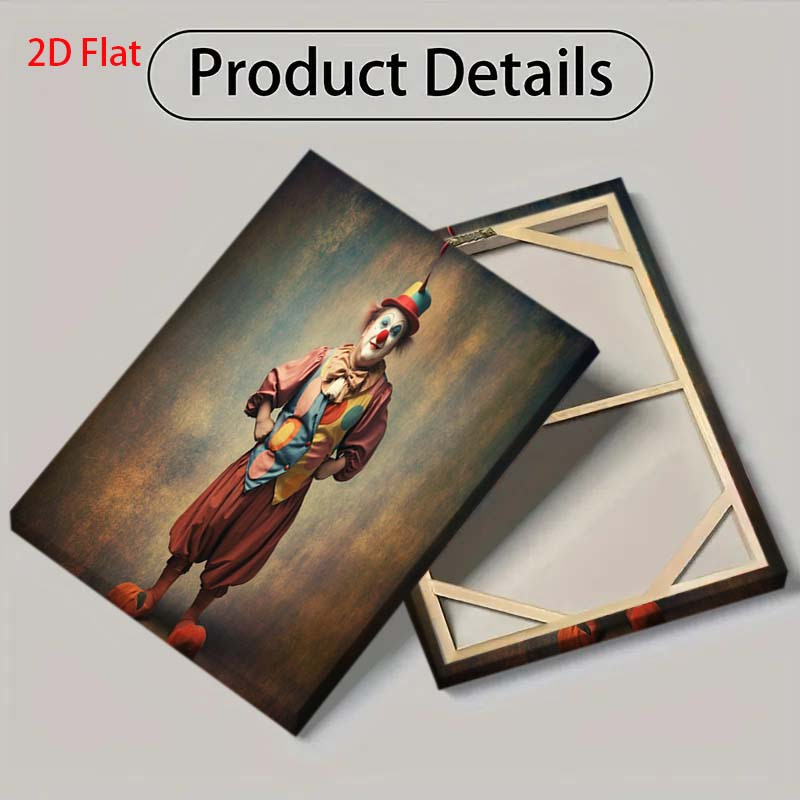 2D Flat Clown Wall Art Painting - Vibrant Circus Carnival Decor with ...