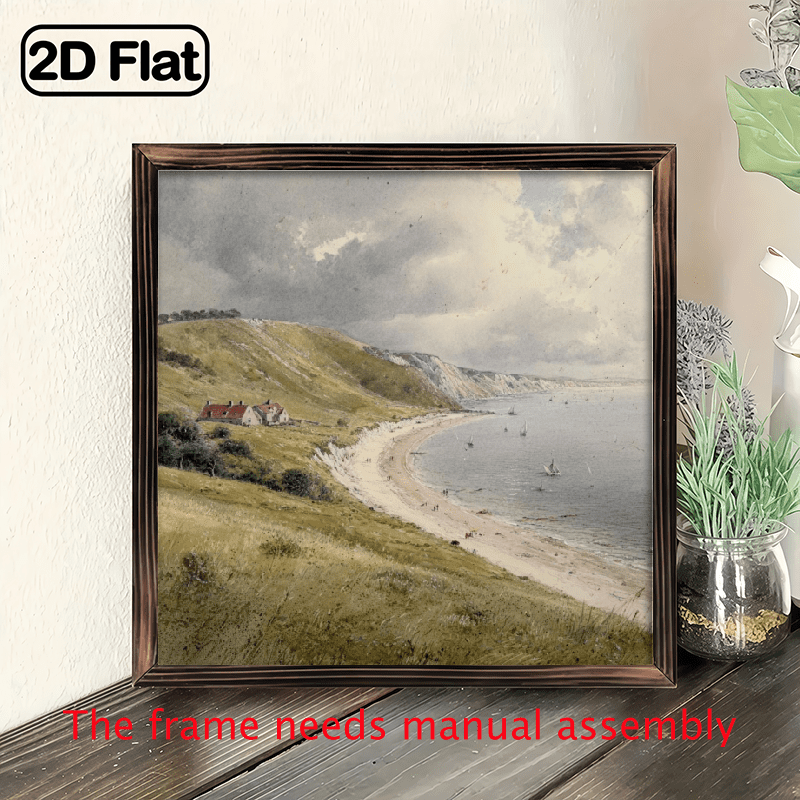 2D Flat, Coastal Beach Landscape - Serene Sailboat Seascape with ...