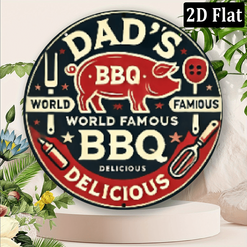 2D Flat Dad'S BBQ Metal Metal Sign, 1pc 8x8 inch Aluminum Wall Art ...