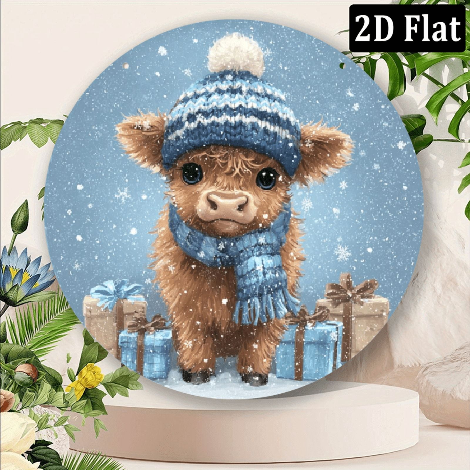 2D Flat Decorative Signs Plaques Festive Highland Cattle Metal Wall ...