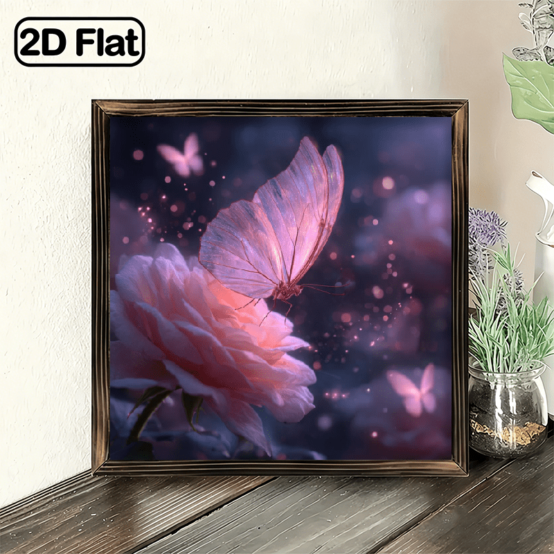 2D Flat, Dreamy Pink Butterfly Rose Heart Wall Art Decor,d Decor Plaque ...