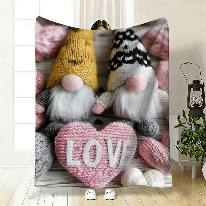 2D Flat Dwarf Couple Flannel Throw Blanket, Cozy All Season Decorative ...