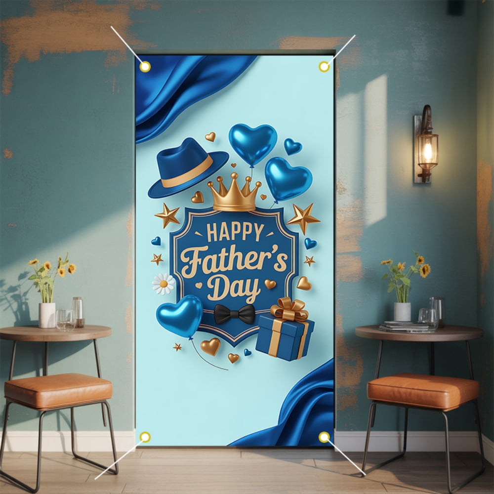 2D Flat Father's Day Theme Banner Peach Skin Fabric Tapestry Suitable ...