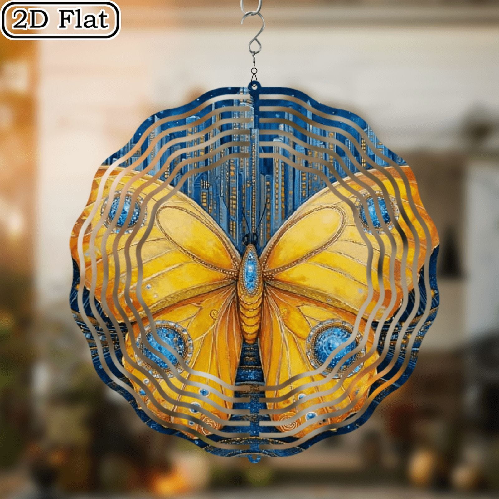 2D Flat, Fireworks Butterfly Wind Spinner - Metal Kinetic Garden Decor ...