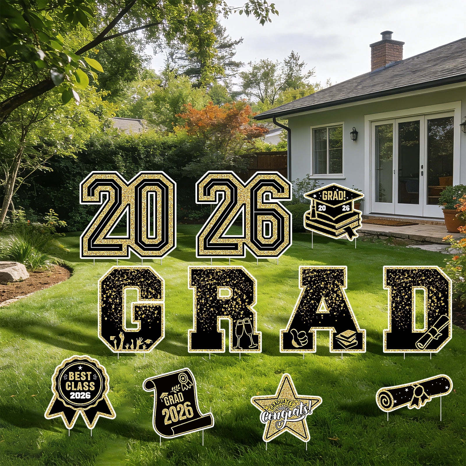 2D Flat Graduation Yard Signs Class Of 2026-11pcs Set, Graduation ...