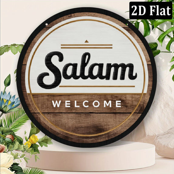 2D Flat, Handcrafted Aluminum Ramadan Welcome Sign - Vintage Round Wall ...