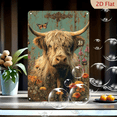 2D Flat, Highland Cow and Daisy Spring Floral Themed Metal Sign - 8x12 ...