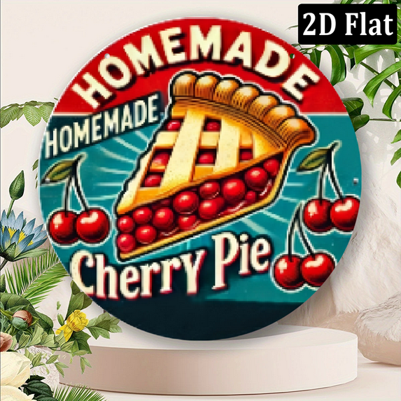 2D Flat, Homemade Cherry Pie Aluminum Sign - 8x8 Inch Metal Plaque for ...