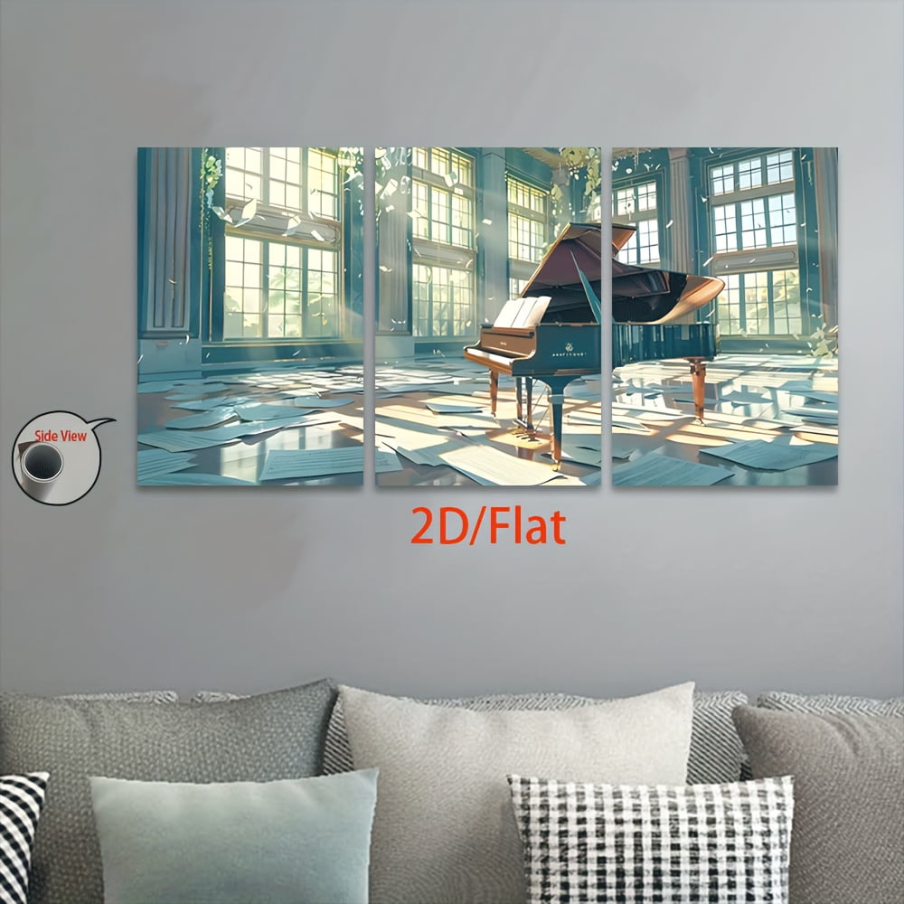 2D Flat, [JIT]3pcs/set, 2D/Flat, Canvas Printings--frameless, Piano in ...