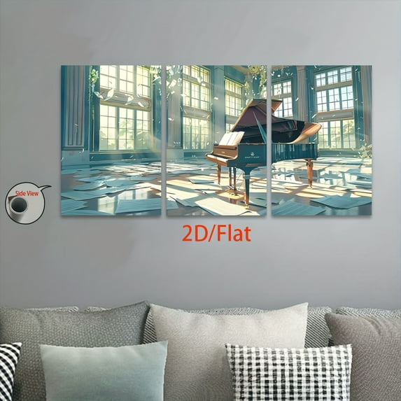 2D Flat, [JIT]3pcs/set, 2D/Flat, Canvas Printings--frameless, Piano in ...