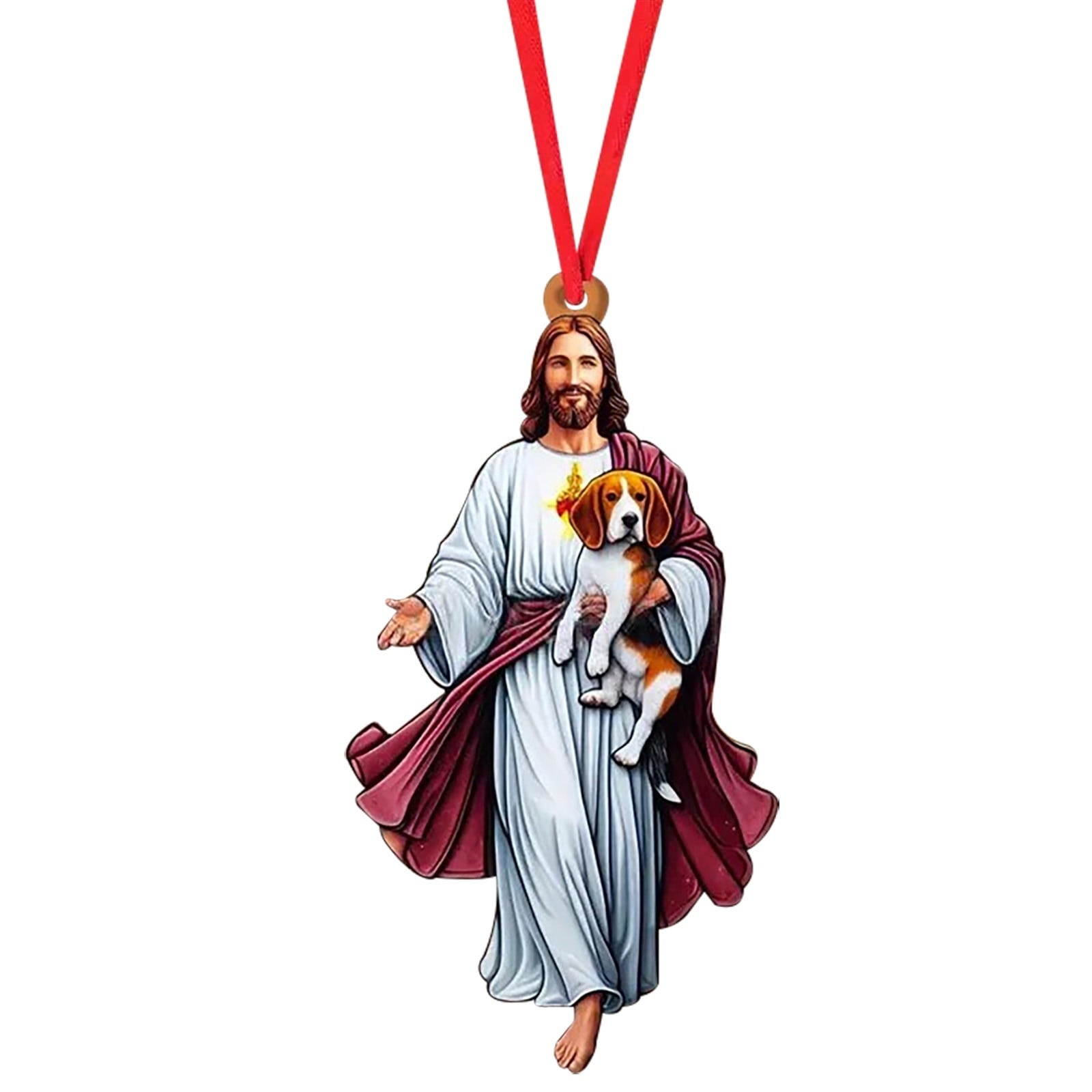 2D Flat Jesus Embracing Ornament,Festive Commemorative Pendant for Tree ...