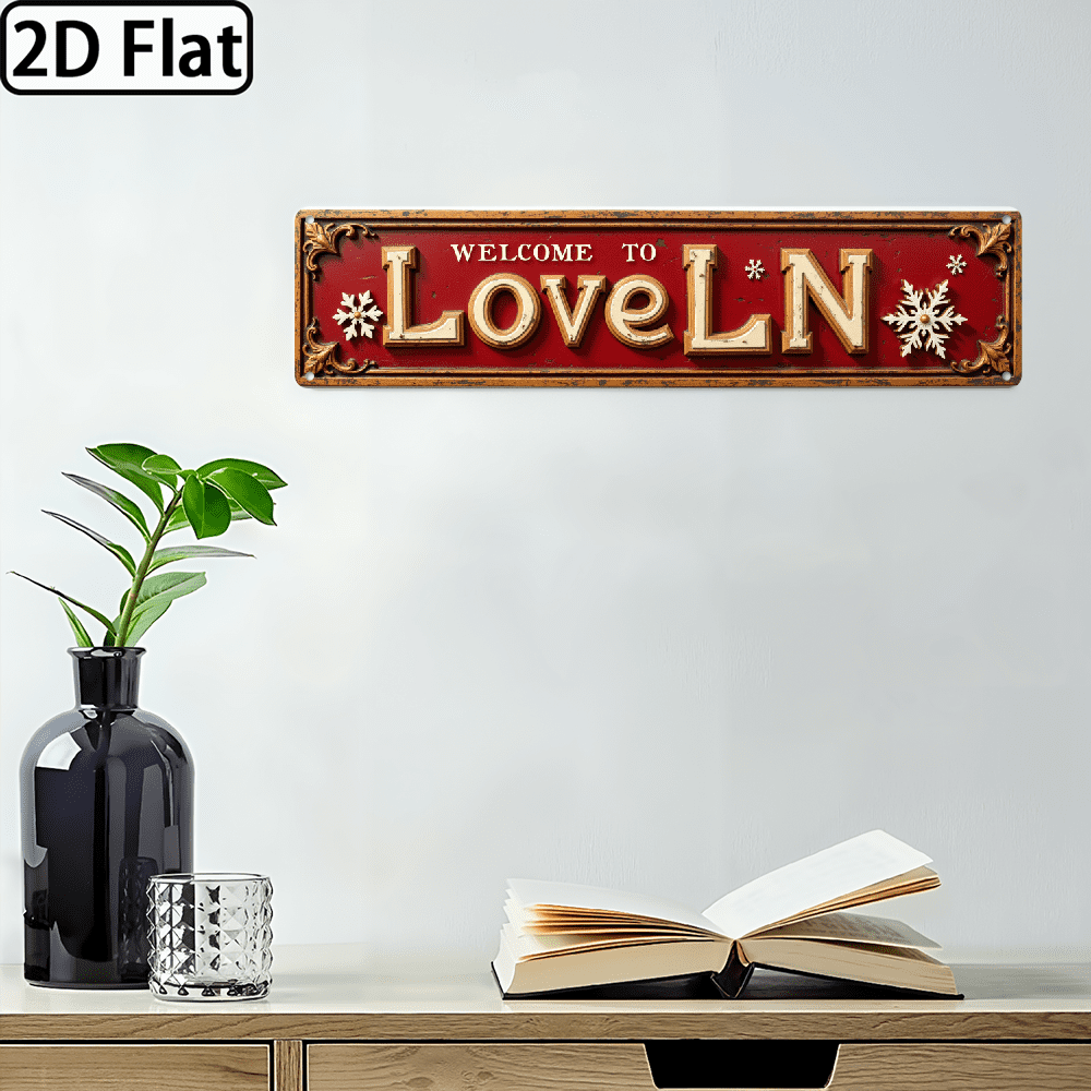 2D Flat, Large Wall-Mountable Vintage Snowflake Love Lane Sign ...