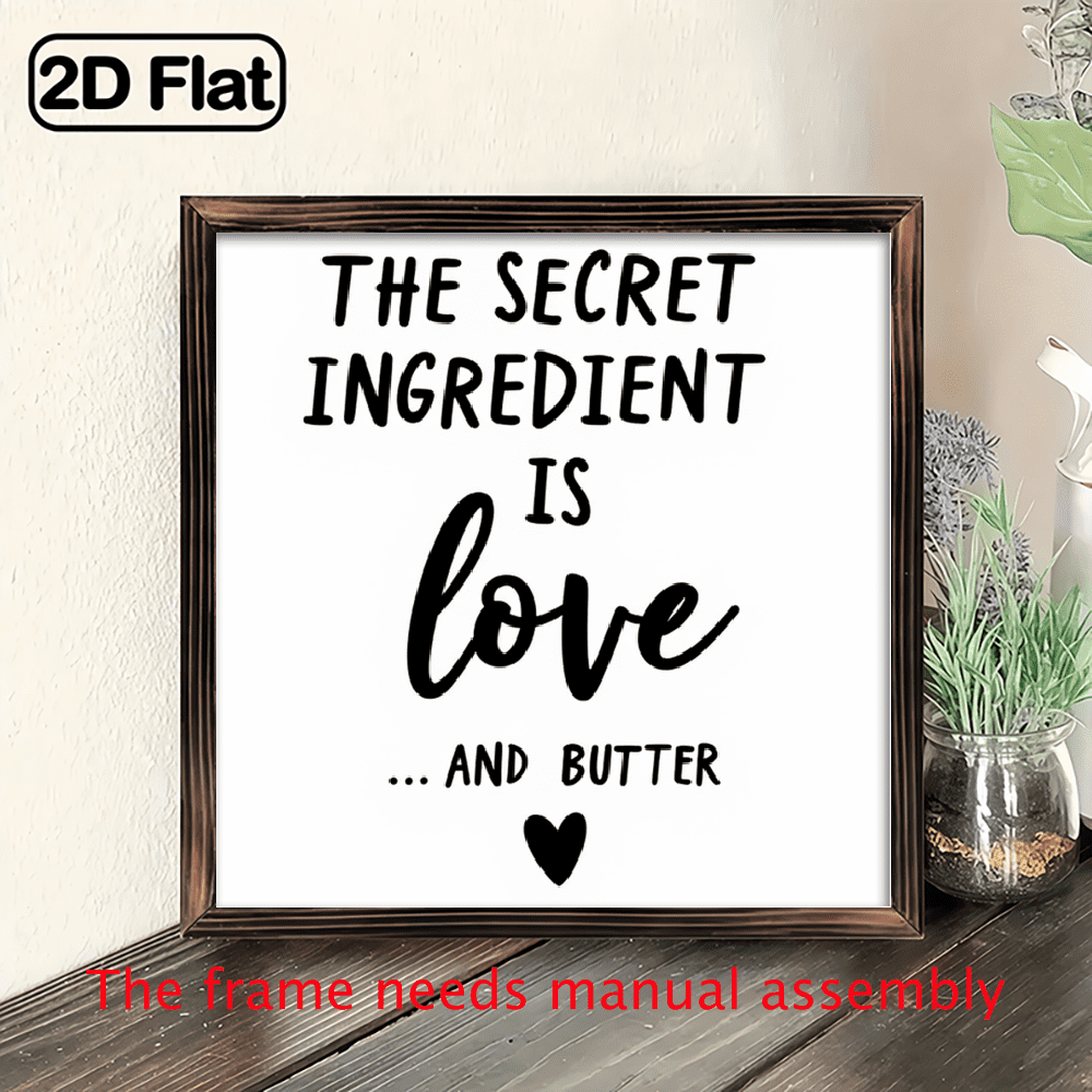 2D Flat, Love Butter Romantic Wooden Sign - 8x8in Perfect for Home ...