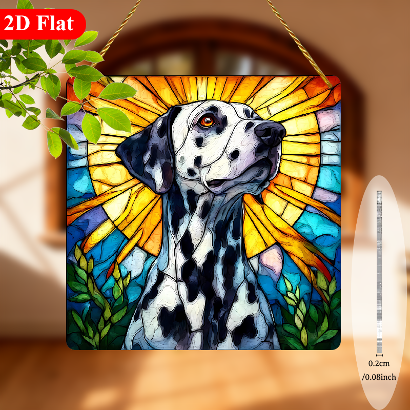 2D Flat, Majestic Dalmatian Puppy Dog Suncatcher - Stained- Style ...