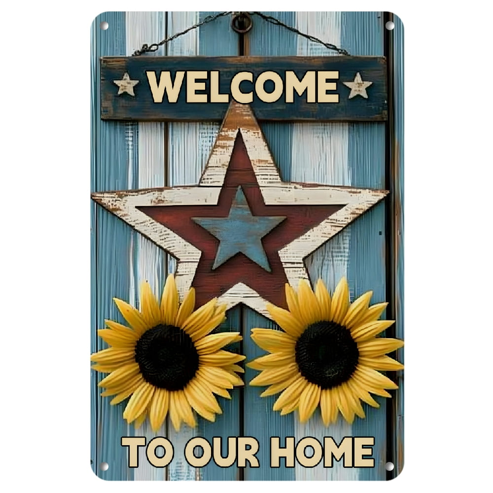 [2D Flat]Metal Sign 12x8 Fall Yard Decor, Indoor/Outdoor Metal Welcome ...