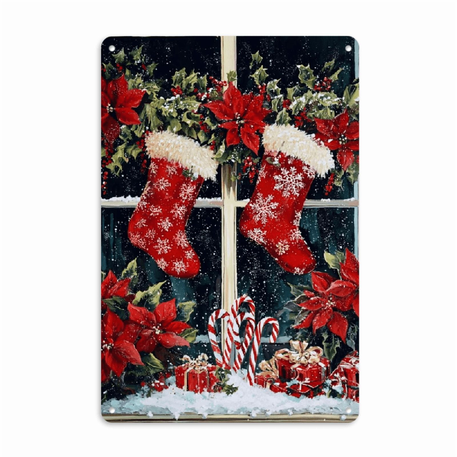 2D Flat Metal Sign Christmas Stockings Metal Tin Sign Vintage Signs ...