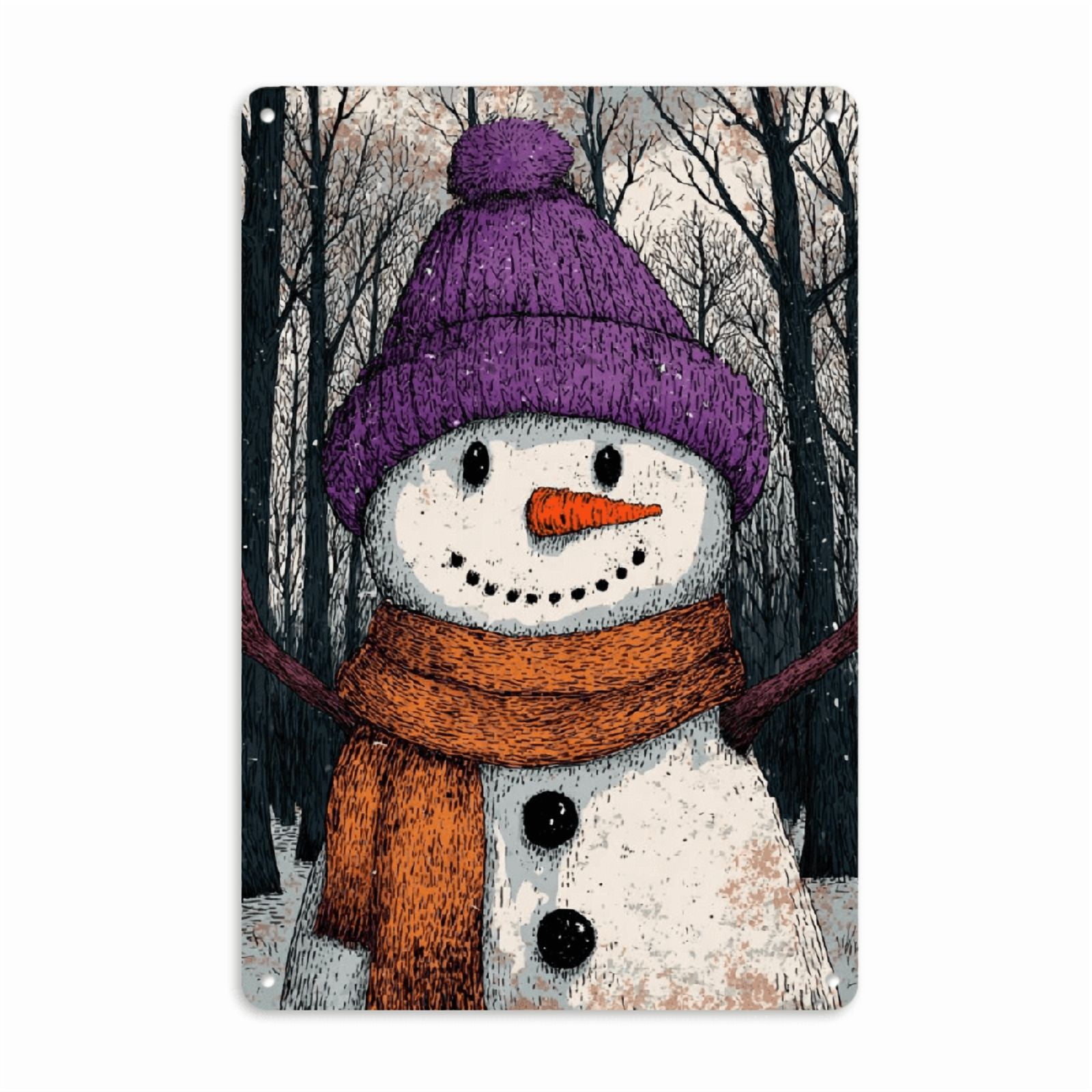 2D Flat Metal Tin Sign Snowman Metal Sign Vintage Signs Retro for ...