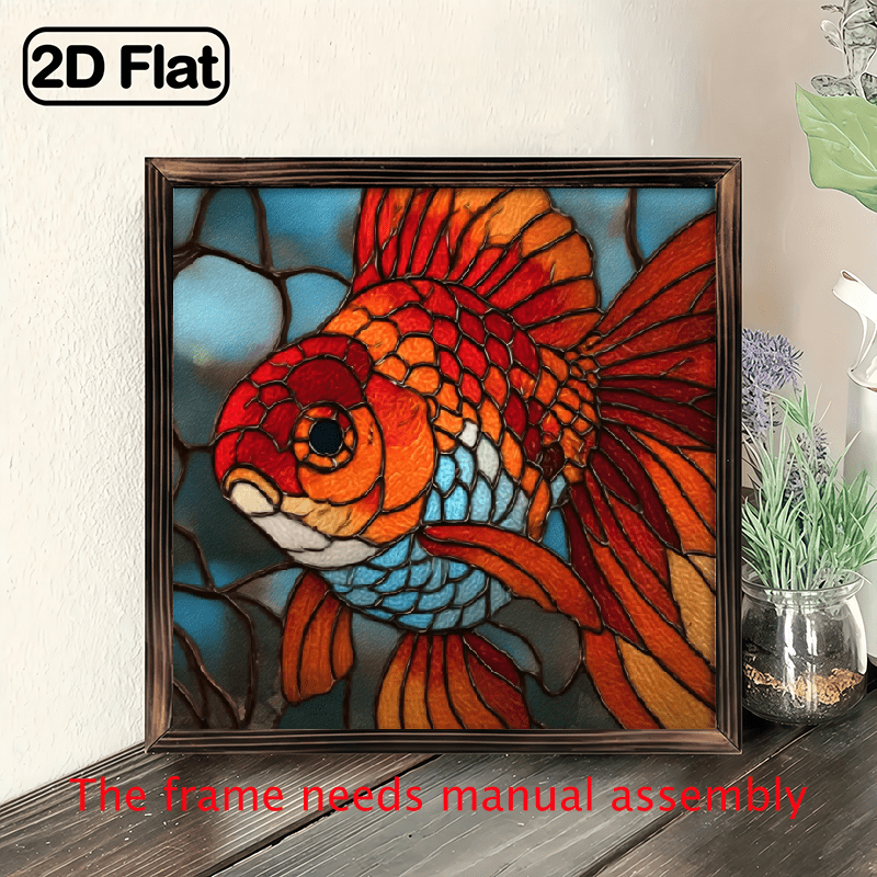 2D Flat, Modern Art Nouveau Tetra Fish Acrylic Suncatcher - 8x8 Inch ...