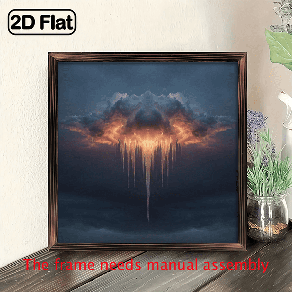 2D Flat, Modern Minimalist Wood Wall Art - Dark Blue to Orange-Yellow ...