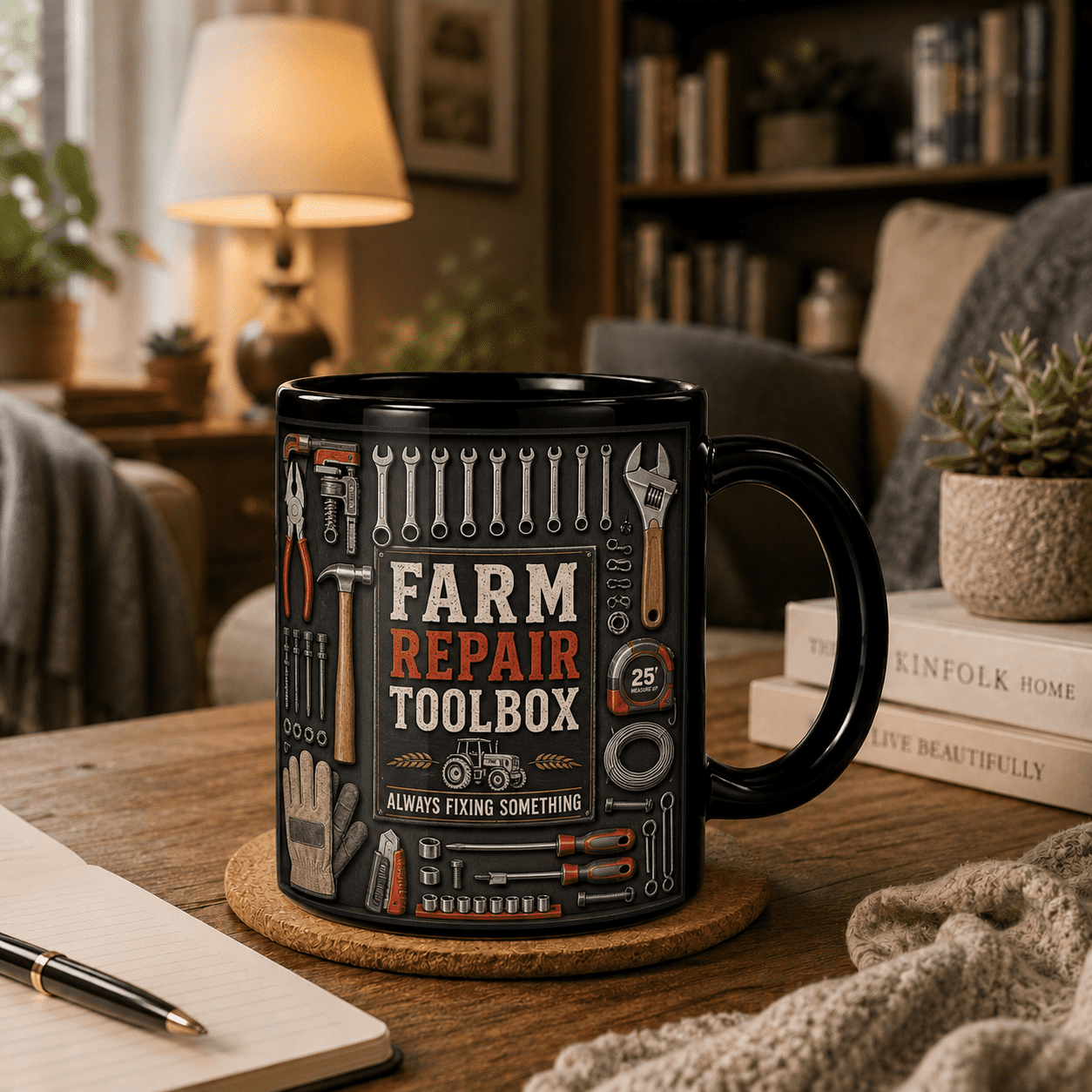 2D Flat Mug, Farm Repair Toolbox Mug for Farmers, Mechanic Coffee Cup ...