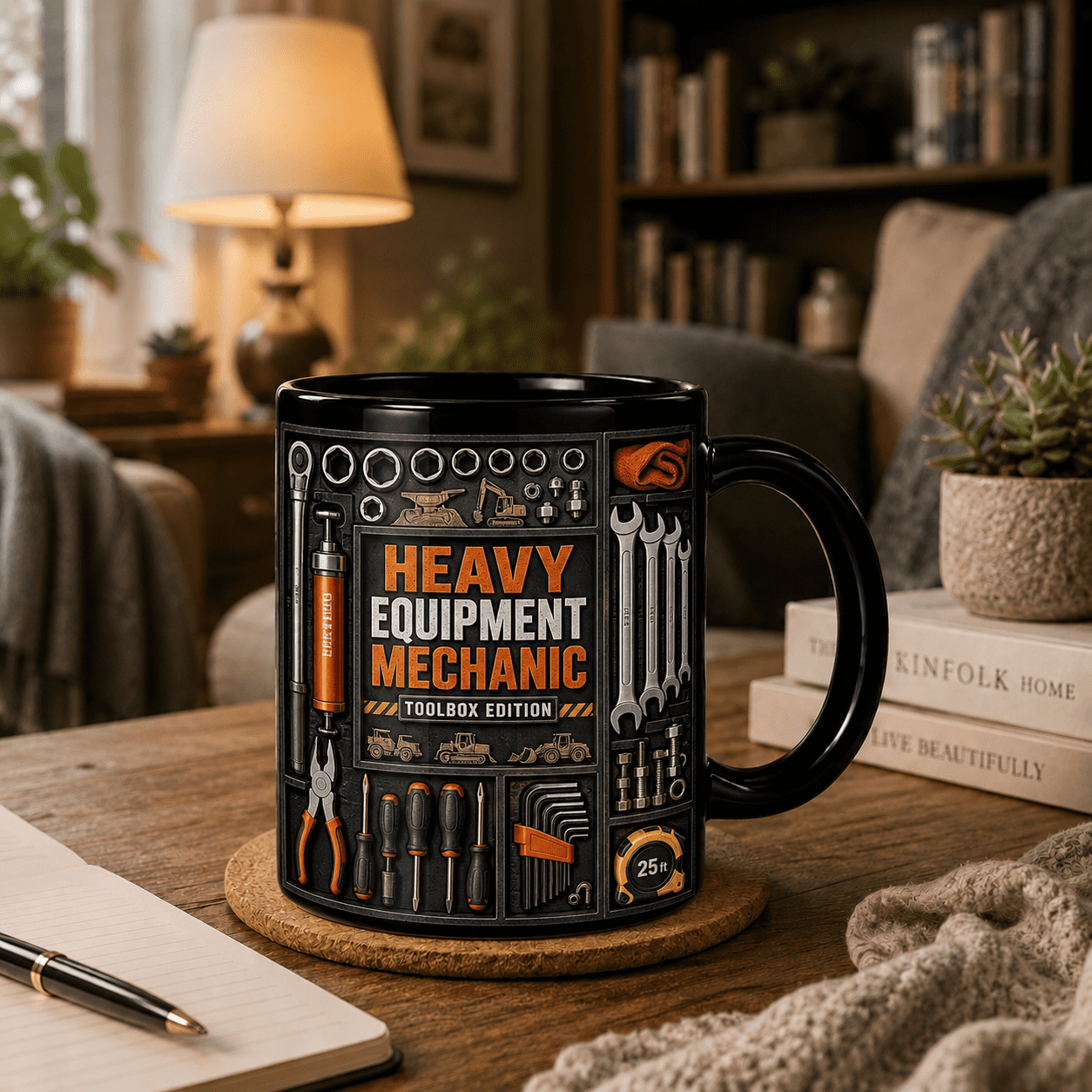 2D Flat Mug, Heavy Equipment Mechanic Mug Toolbox Edition Gift for ...
