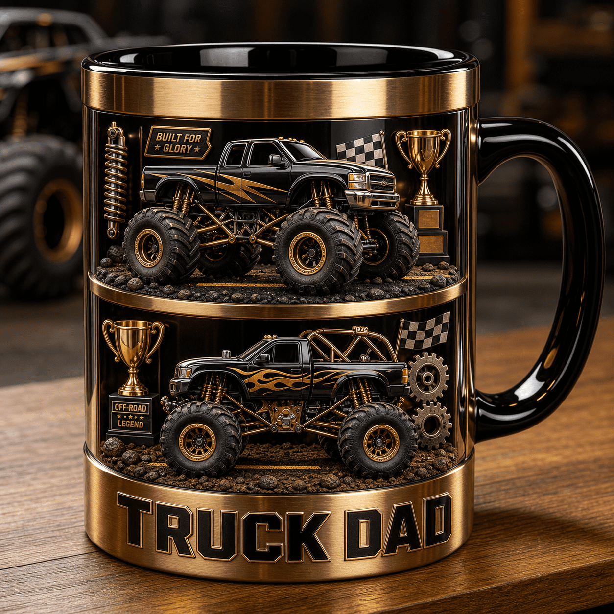 2D Flat Mug, Monster Truck Dad Mug, Truck Dad Gift for Off-Road Racing ...