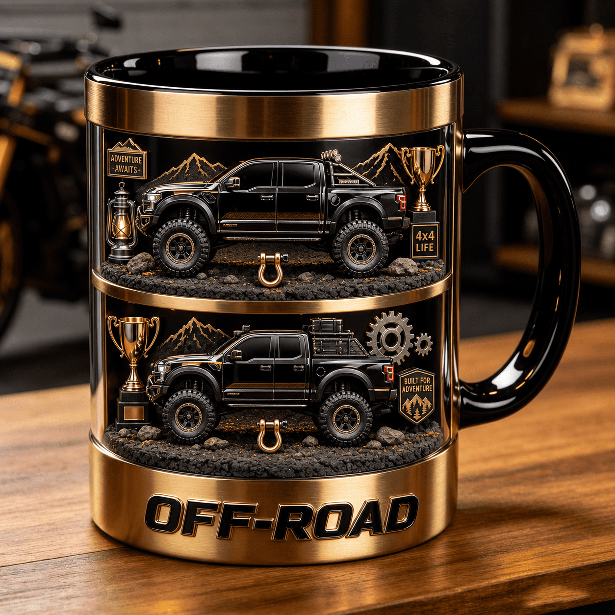 2D Flat Mug, Off-Road Truck Mug, Adventure Coffee Cup Gift for Truck ...