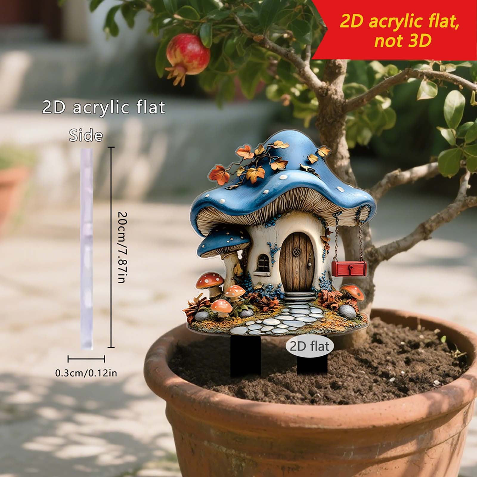 2D Flat Mushroom House Garden Decor-Outdoor Courtyard Scene Pile Decoration Props for Dreamy ...