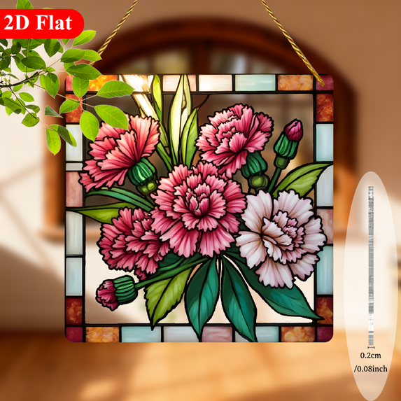 2D Flat - One Piece of an 8-Inch Square Cartoon Suncatcher Ornament ...