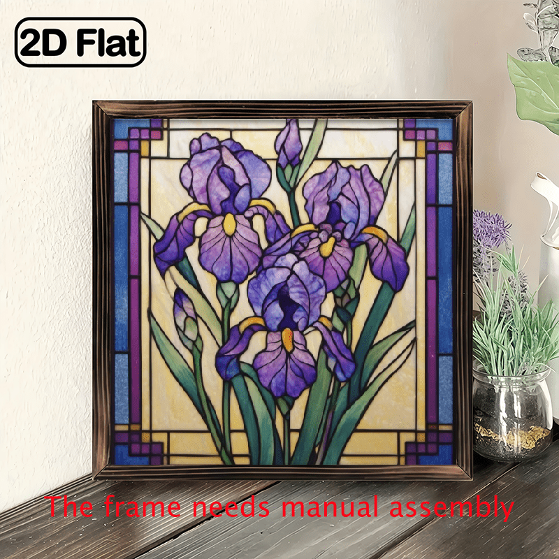 2D Flat - One-Piece Purple Iris Acrylic Featuring a Design, Measuring ...