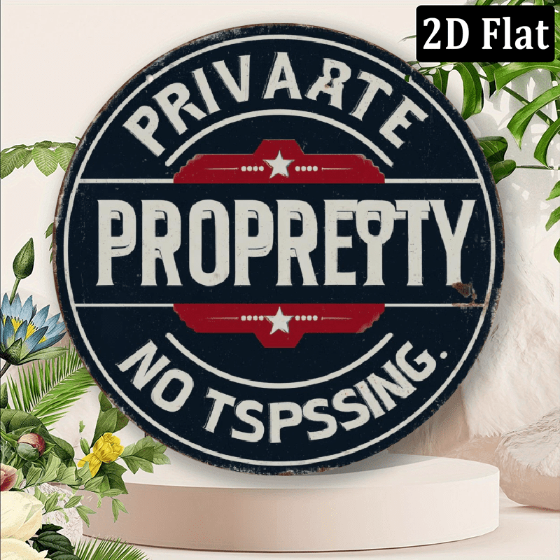 2D Flat, PRIVATE PROPERTY NO TRESPASSING Vintage Aluminum Sign - 8x8 ...