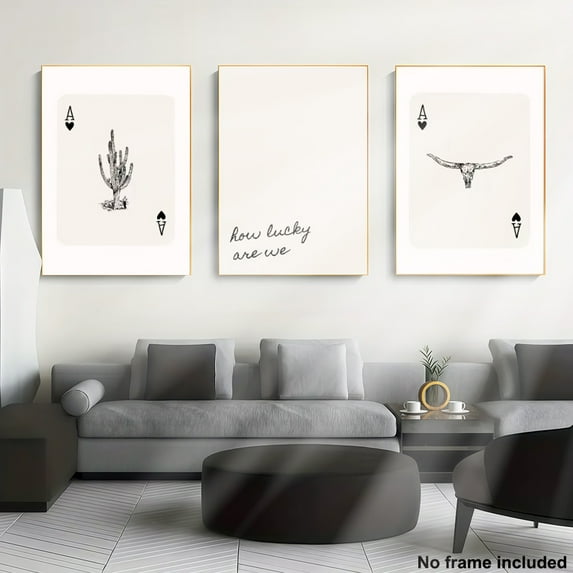 2D Flat, Paintings, 3pcs Living Room Decorative Paintings, 2D Frameless Canvas Art, How Lucky We ...