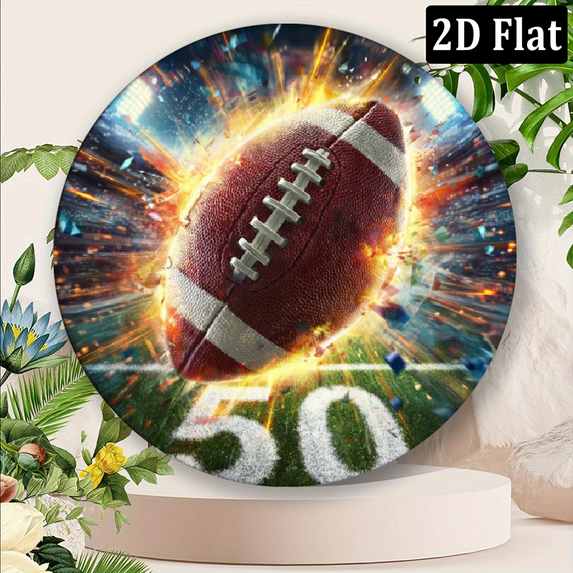 2D Flat, Perfect Football Gift for Fans Football-Themed Round Metal ...