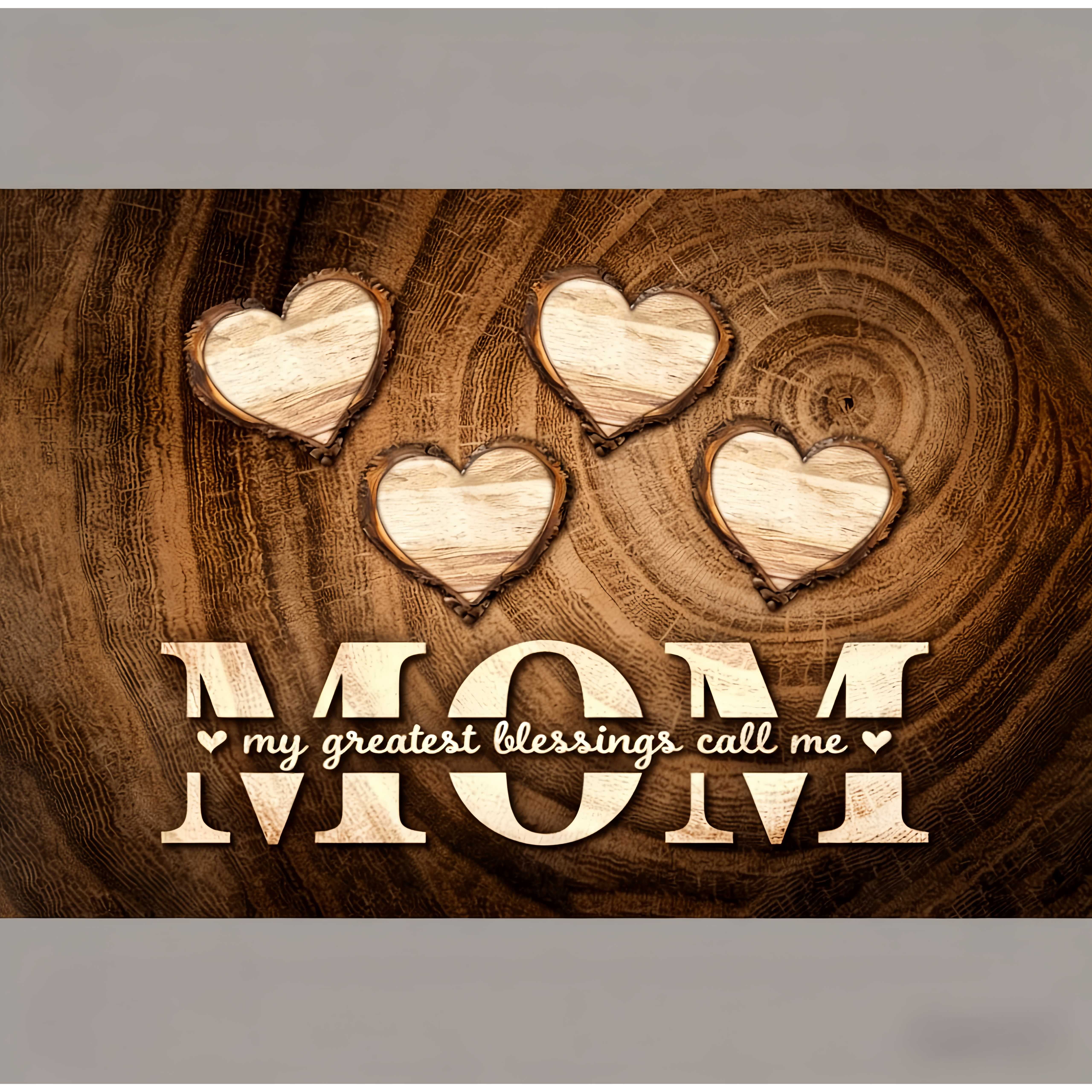 2D Flat Personalized Wooden Heart Canvas Print Plaque | Custom Family ...