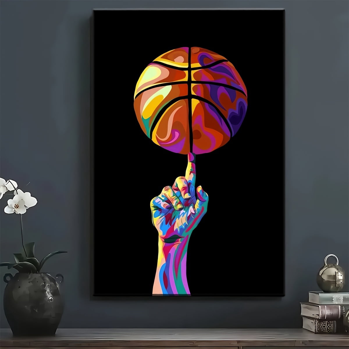 2D Flat, A Popular Art Canvas Print Featuring Basketball, Perfect for ...