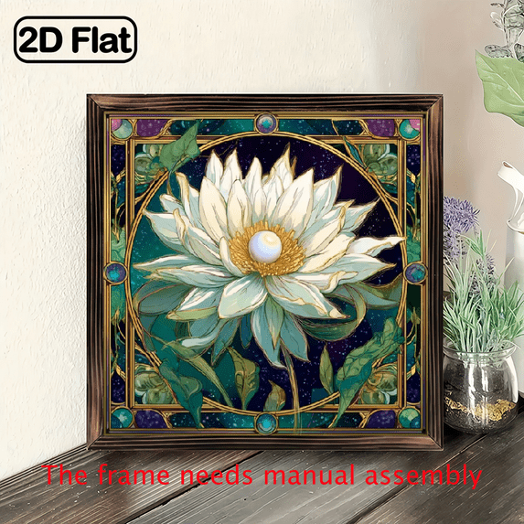 2D Flat, Print, 1pc Art Nouveau floral design acrylic sun catcher ...