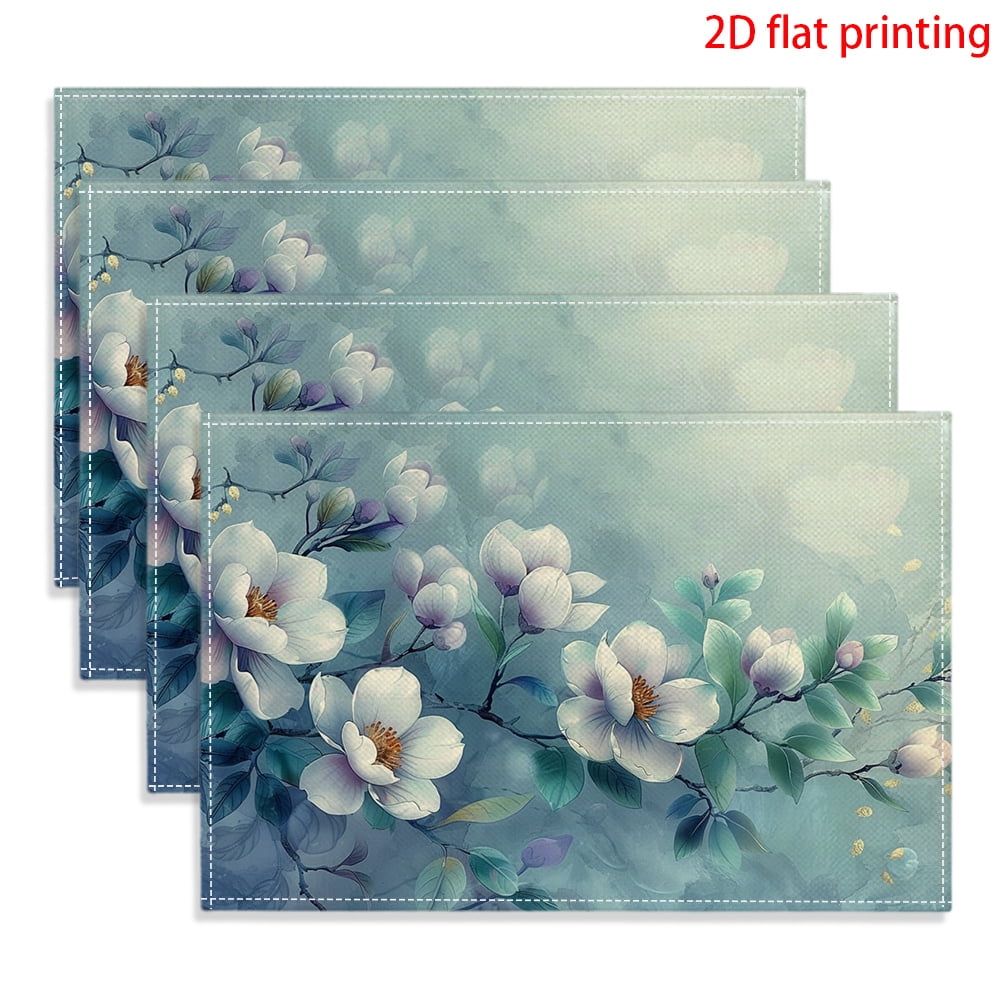 2D Flat Printing 4pcs Rectangular Placemats Fresh And Romantic Blue ...