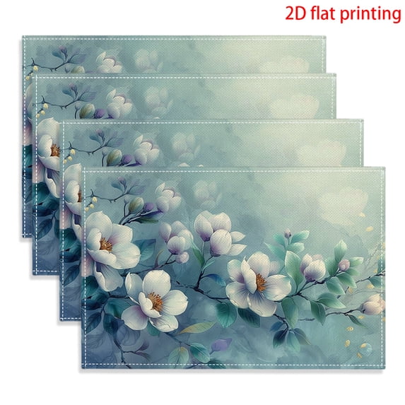 2D Flat Printing 4pcs Rectangular Placemats Fresh And Romantic Blue ...