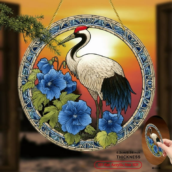 2D Flat Printing, 8x8 Inch Round Acrylic SignGlass Style Window Hanging ...